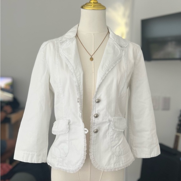 Jackets & Coats | White Fitted Blazer With Silver Buttons | Poshmark